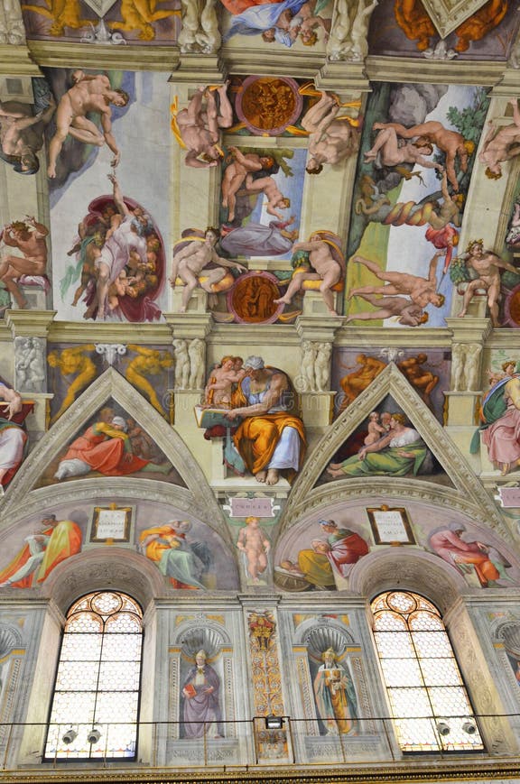 Sistine Chapel Ceiling Paintings Editorial Stock Photo - Image of bible ...