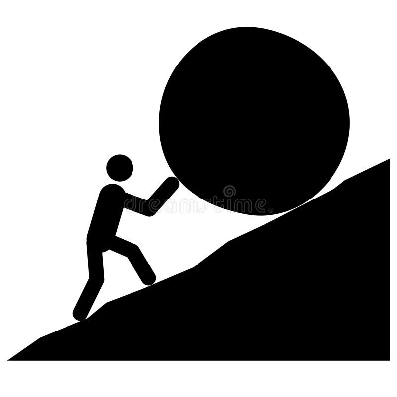 Sisyphean Task Icon. Strong Man Pushing Big Boulder Uphill Sign Stock ... Sisyphean Task Icon. Strong Man Pushing Big Boulder Uphill Sign Stock ...