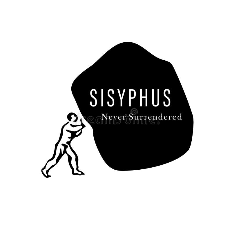 Sisyphus Never Surrendered Image Stock Vector - Illustration of boulder ...
