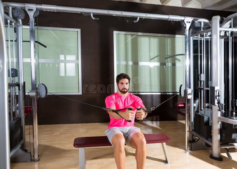 Sit Cable Crossover Fly Pulley Flies Man Workout Stock Image - Image of ...