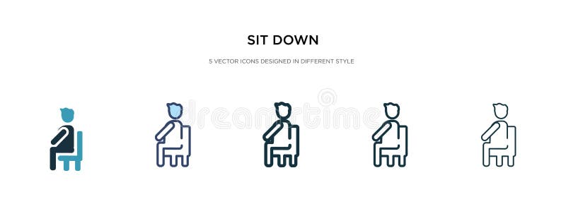 Sit Down Icon in Different Style Vector Illustration. Two Colored and ...