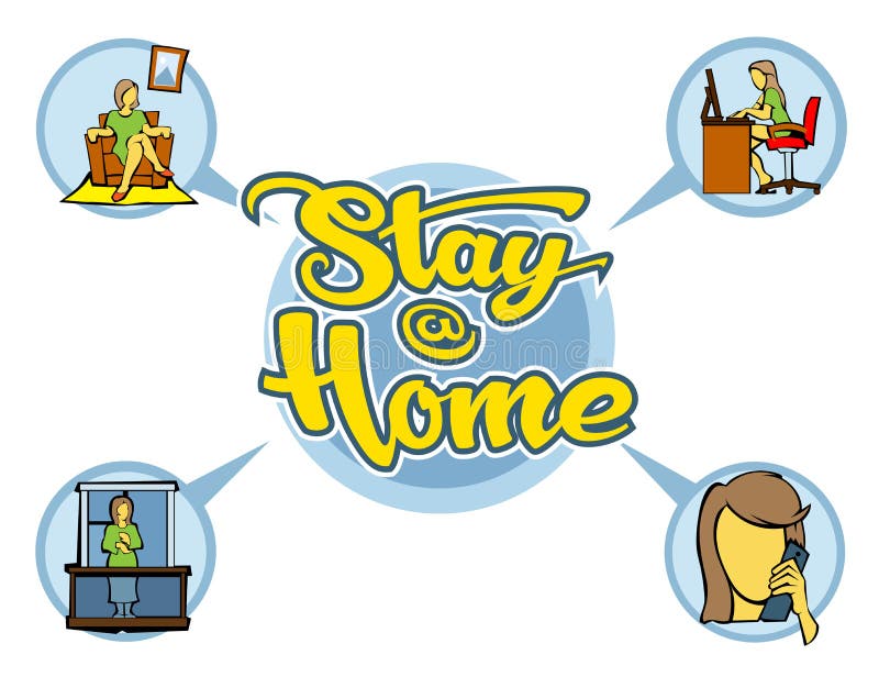 Sit at Home, Infographic with a Beautiful Inscription in the Center ...