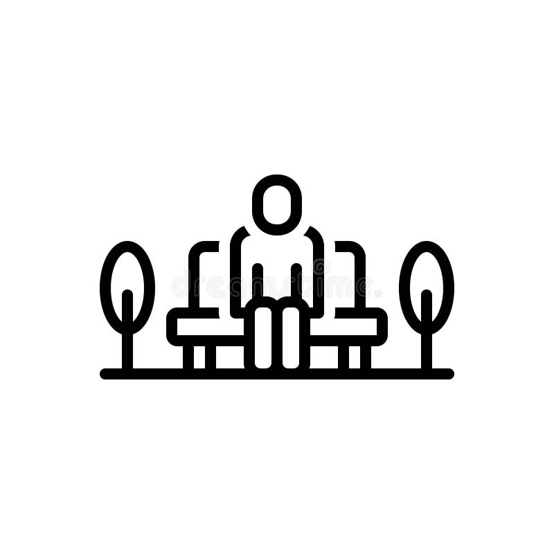Black Line Icon for Sit, Open Space and Park Stock Vector ...