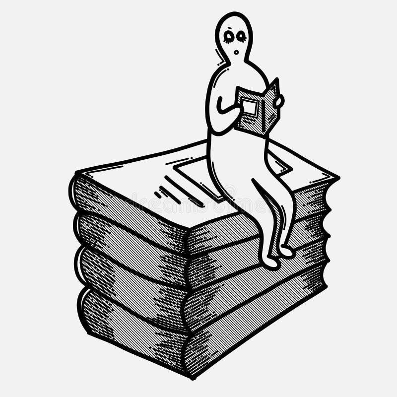 Sit and Read. Doodle Vector Icon. Drawing Sketch Illustration Hand ...