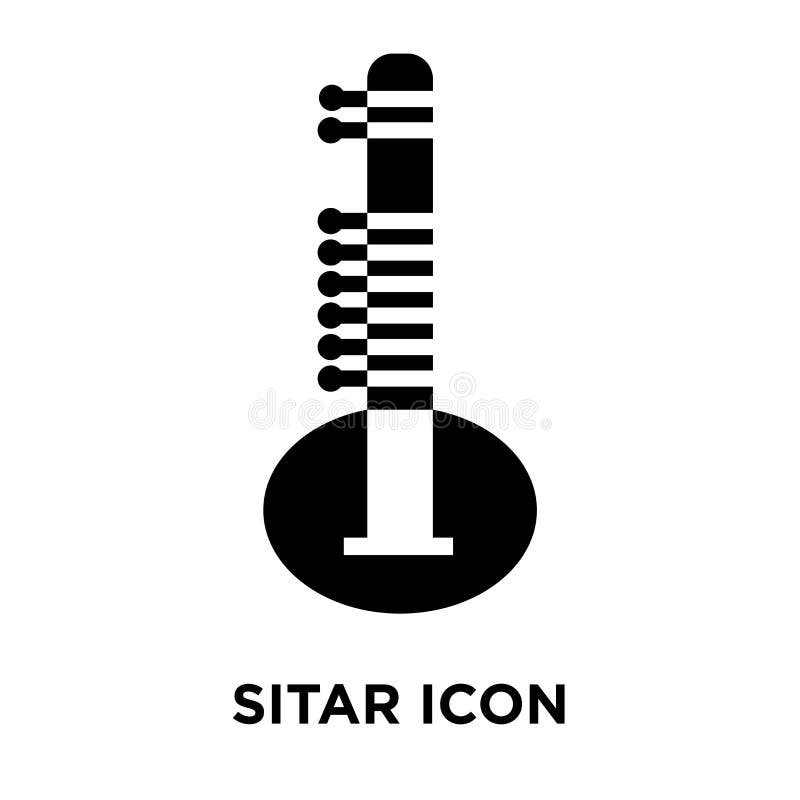 Sitar Icon in Black Style Isolated on White Background. India Pattern ...