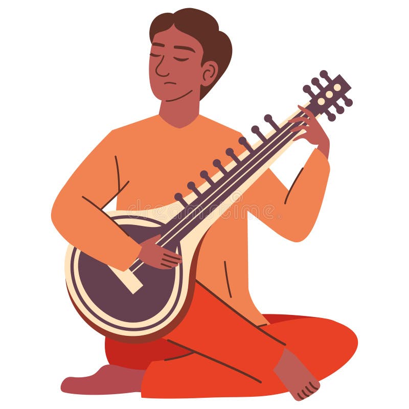 Sitar Player Indian Musician Stock Illustration - Illustration of ...