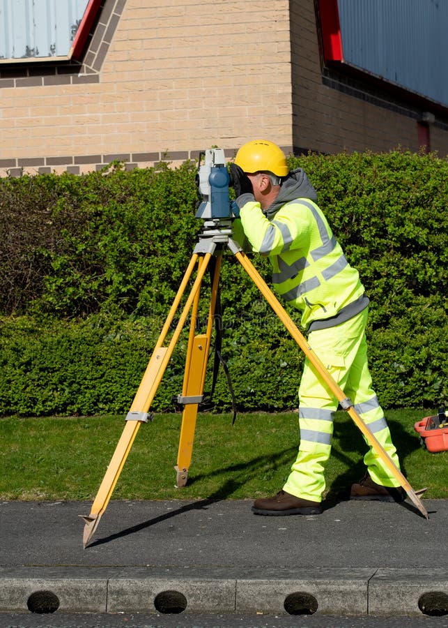 Man using of total station stock image. Image of investigation - 103945821