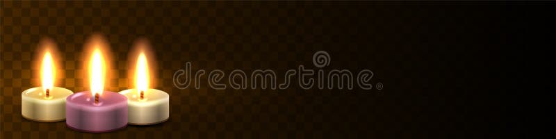 Site Header with Candles. Realistic Light Web Banner, Festive Party ...
