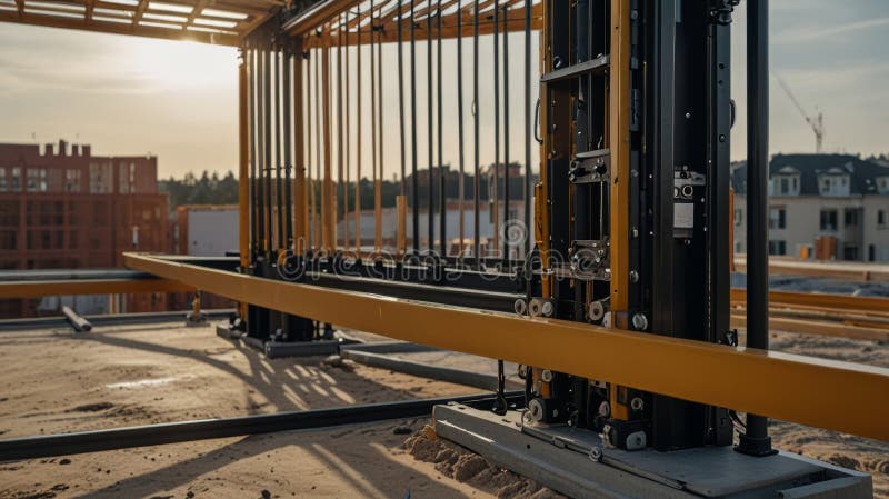 On-site House Construction Activities, Highlighting Building Materials ...