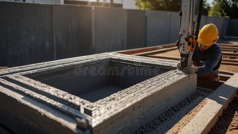 On-site House Construction Activities, Highlighting Building Materials ...