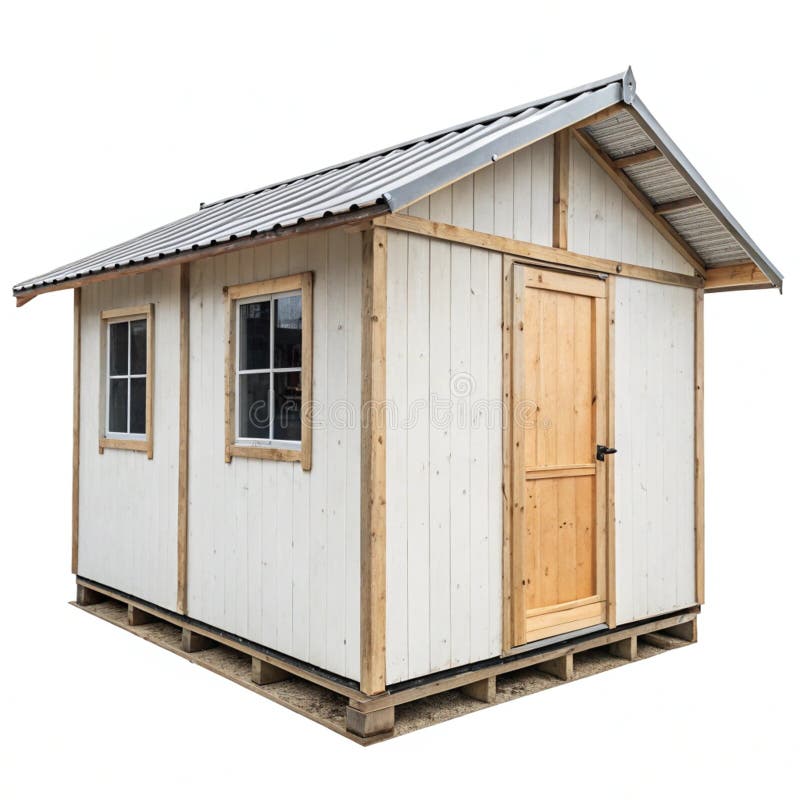 Site Hut in a Construction Site Isolated on White Background Stock ...