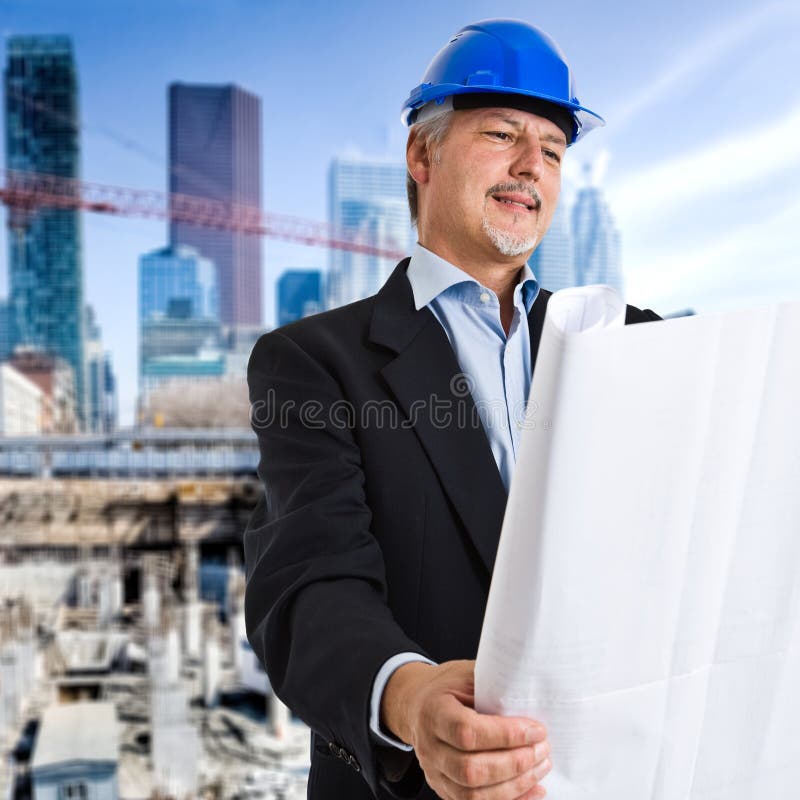 Site manager stock photo. Image of senior, worker, site - 25002522