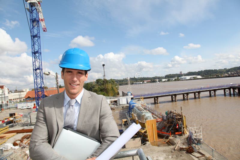 Site Manager on Building Site Stock Image - Image of helmet, site: 16561237