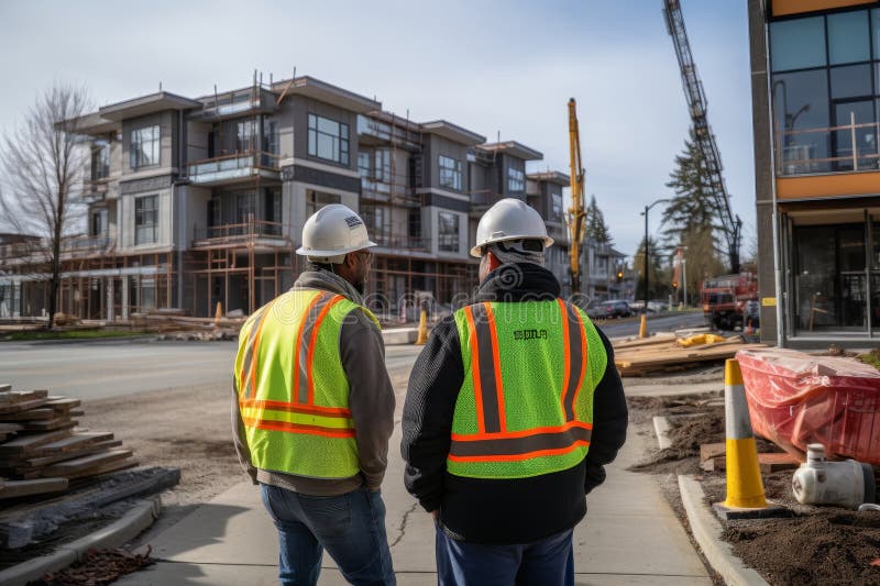 Site Manager and Construction Foreman Discussing Project Progress Stock ...