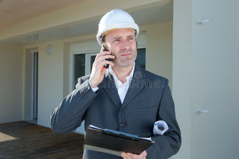 Site Manager Using Cell Phone Stock Image - Image of worker, business ...