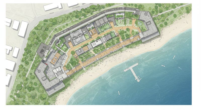 Site Plan Illustrating a Coastal Development. the Layout Features a ...