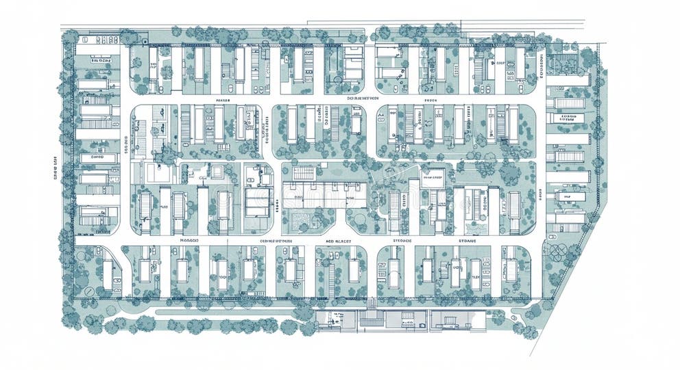 Site Plan of a Residential Community with Rectangular Buildings ...