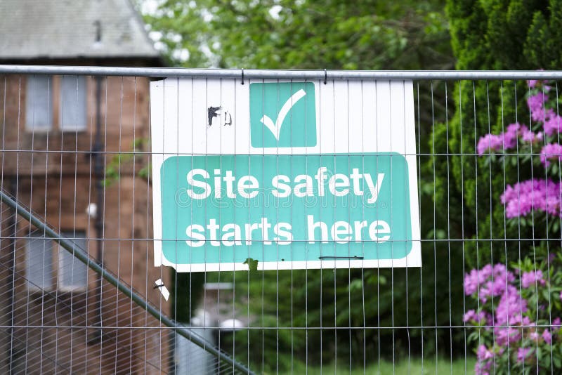 Site Safety Starts Here Sign at Construction Site Stock Image - Image ...