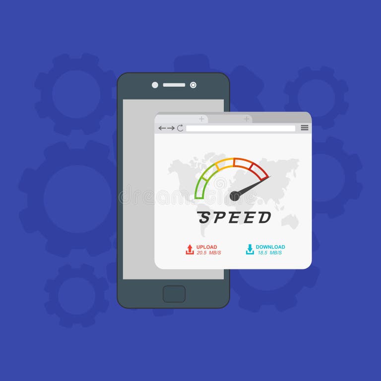 Website Loading Speed, Server Speed, Page Speed Test Flat Design Vector ...
