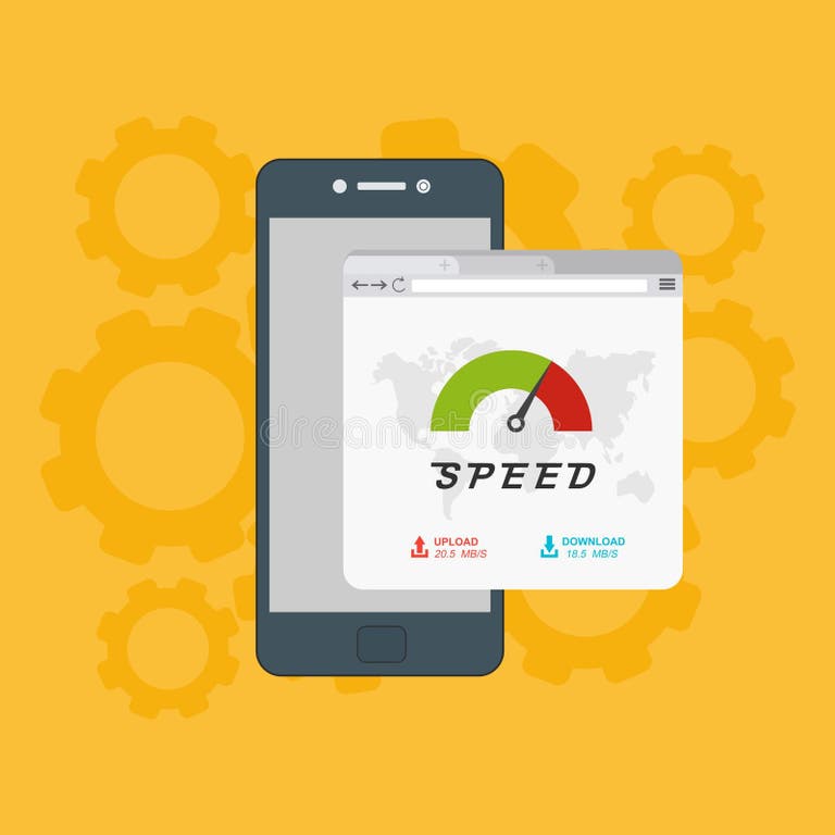 Website Loading Speed, Server Speed, Page Speed Test Flat Design Vector ...