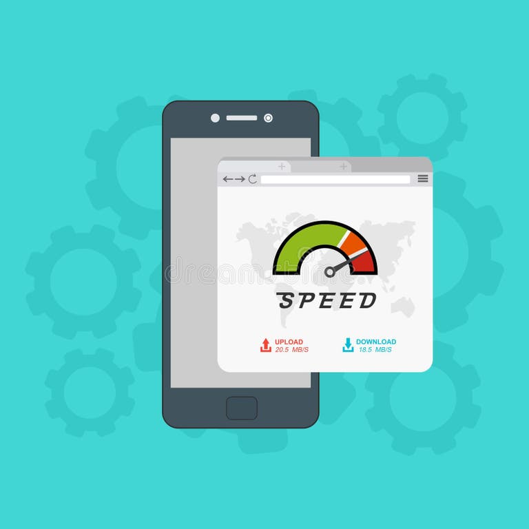 Website Loading Speed, Server Speed, Page Speed Test Flat Design Vector ...