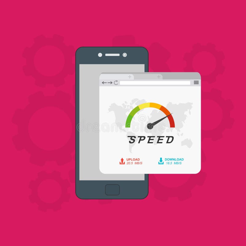 Website Loading Speed, Server Speed, Page Speed Test Flat Design Vector ...