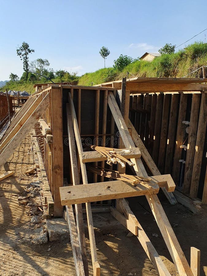 On-site Timber Construction Structure Stock Image - Image of industry ...