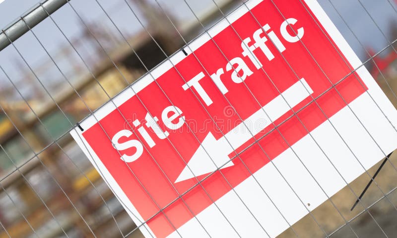 Site Traffic Direction Sign at Construction Site Entrance Stock Photo ...