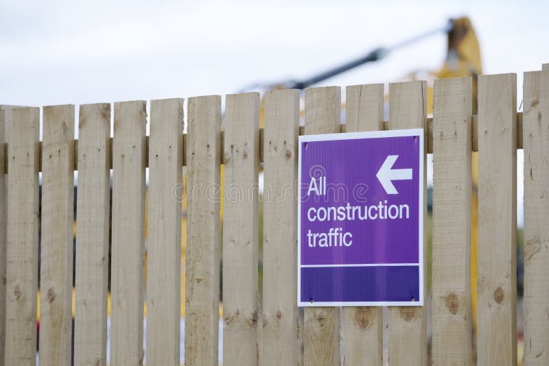 Site Traffic Direction Sign at Construction Site Stock Image - Image of ...
