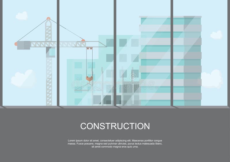 Site Work Process Under Construction with Cranes and Machines on Stock ...