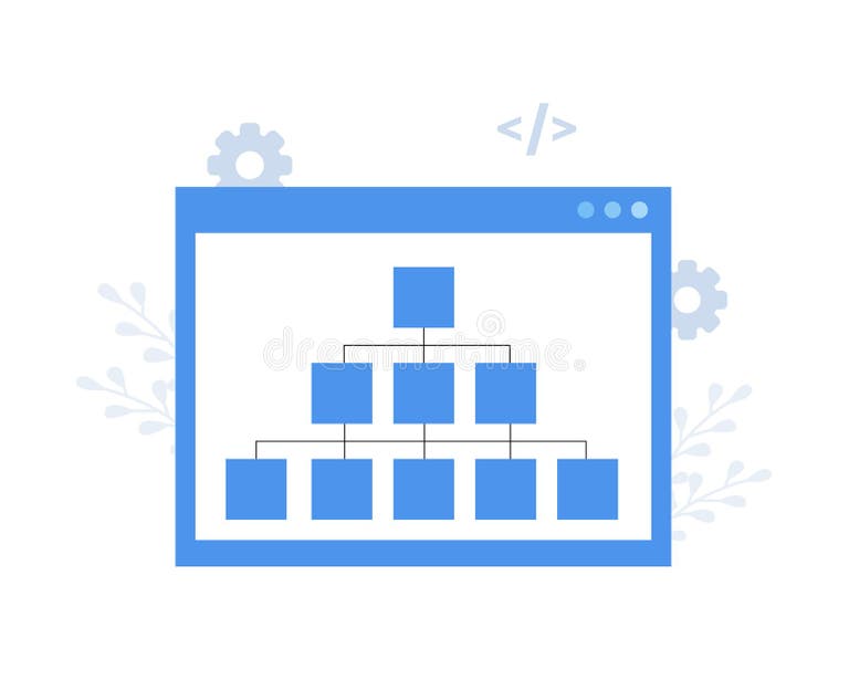 Sitemap Creation Icon. SEO Optimization. Site Architecture. Diagram and ...