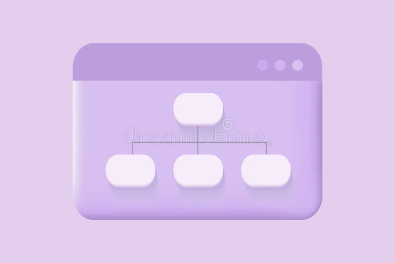 Sitemap 3D Icon. Flowchart UI UX. Vector Illustration. Hierarchy Concept. Data Organization ...