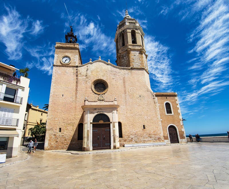 Sitges church editorial stock photo. Image of wind, calm - 188505873