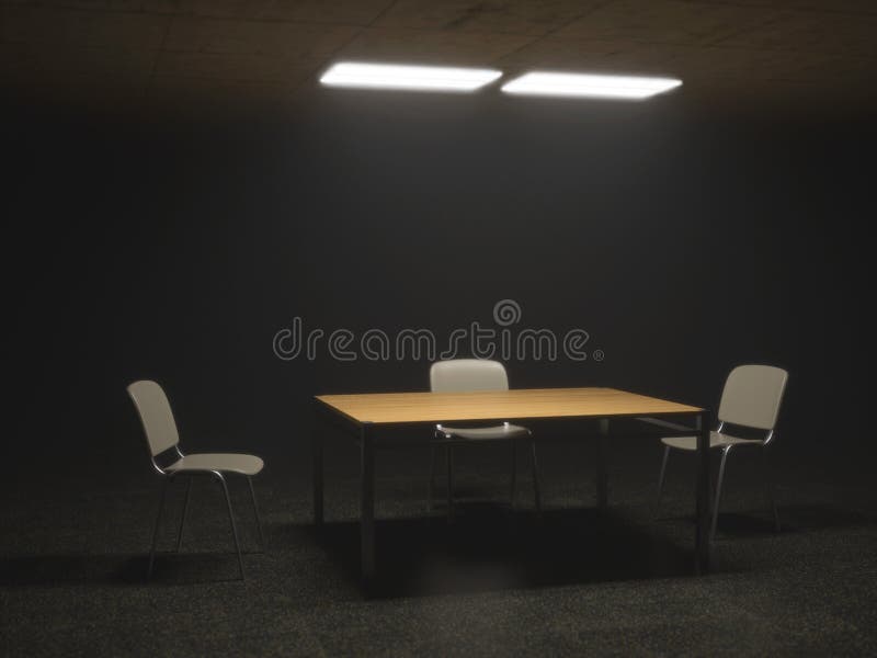 Sala De Interrogatorio En La Comisaría, Interior Vacío Para Interrogar ...