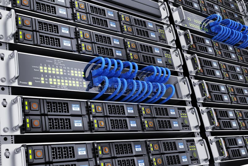 Sitio Del Servidor Y Cable De La Red Stock de ilustración - Ilustración ...