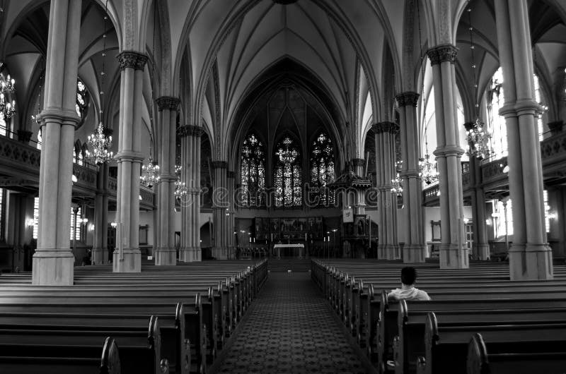 Sitting alone in a church editorial stock image. Image of basilica ...