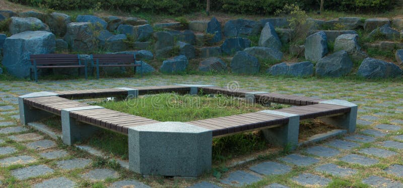 Sitting Area in a Country Park Stock Image - Image of background, lots ...