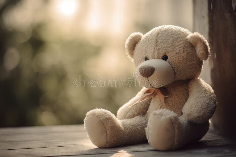 Sitting Beautiful Teddy Bear, Soft Children S Toy. Generative AI Stock ...