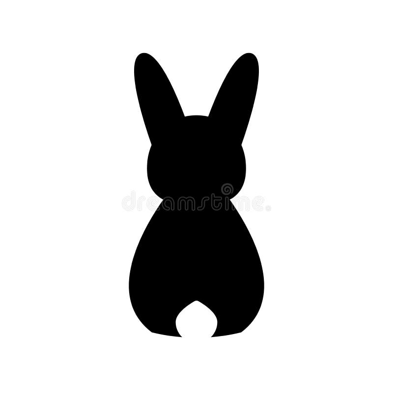 Vector Silhouette of a Black Rabbit on a Transparent Background. Back ...