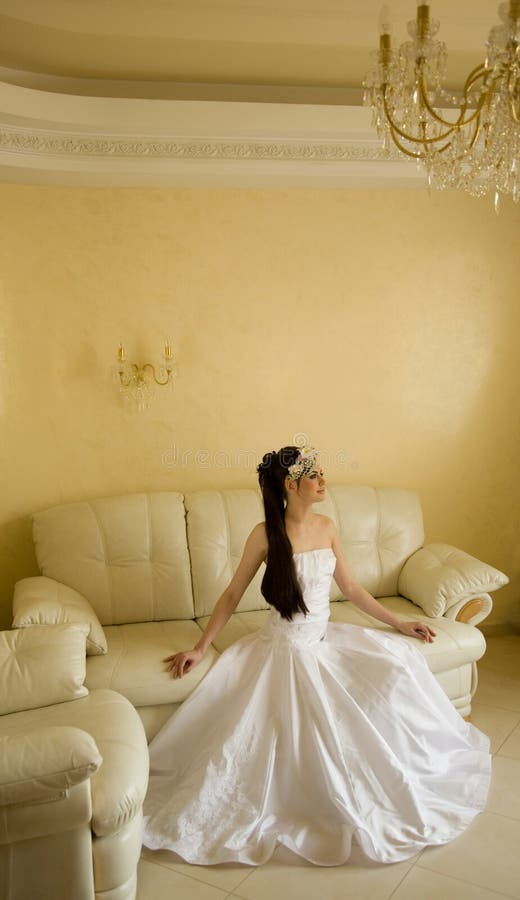 Sitting bride stock photo. Image of couch, hairstyle - 28213528