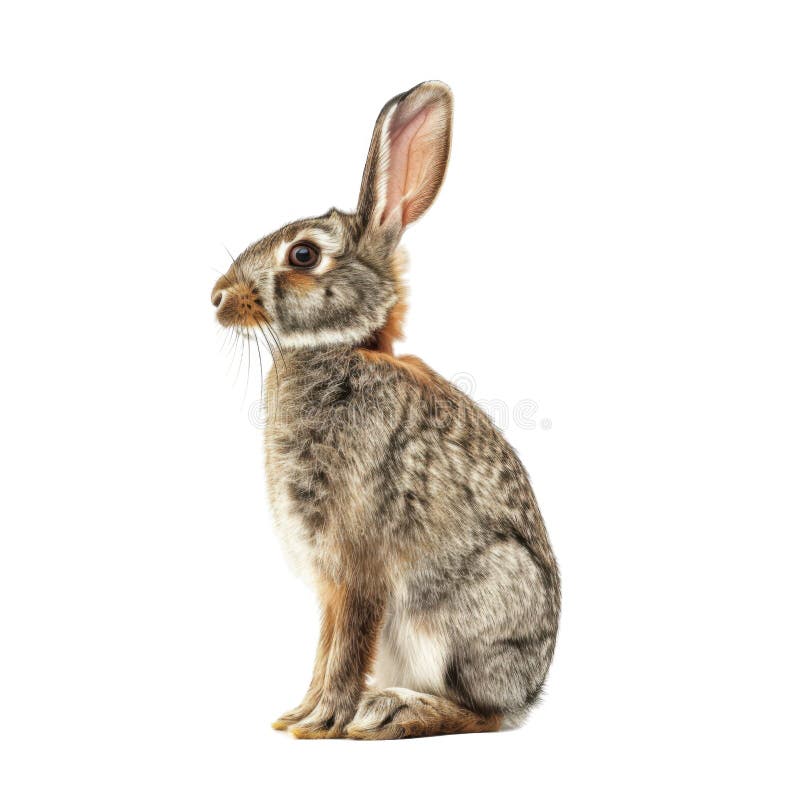 A Sitting Brown Rabbit with Long Ears and Whiskers Stock Photo ...