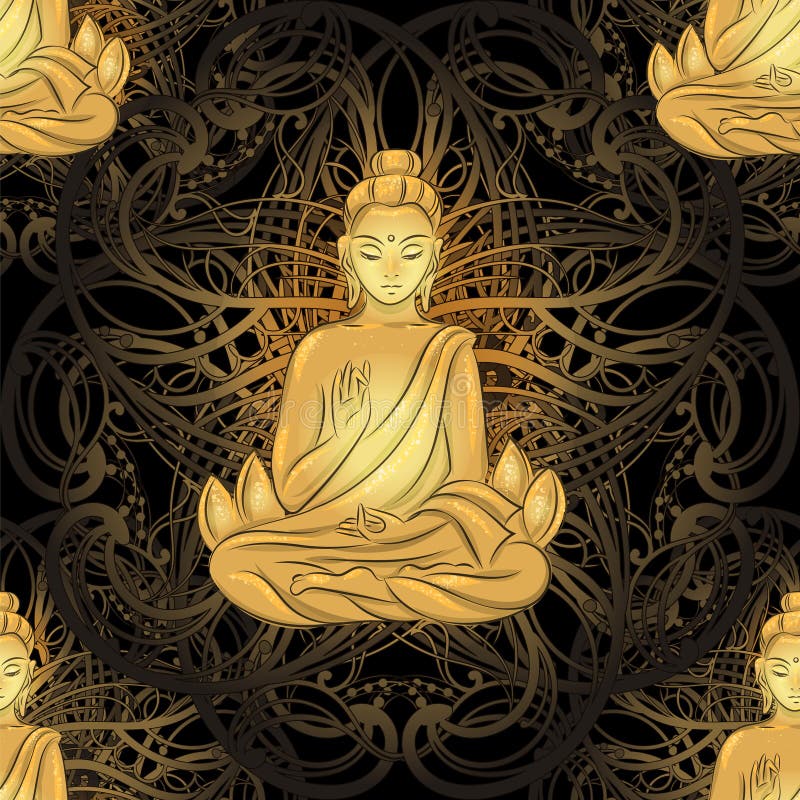 Sitting Buddha pattern stock vector. Illustration of budda - 136285617