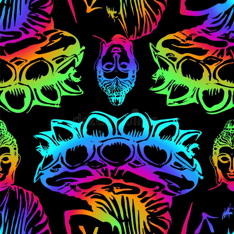 Sitting Buddha pattern stock vector. Illustration of organic - 184624222