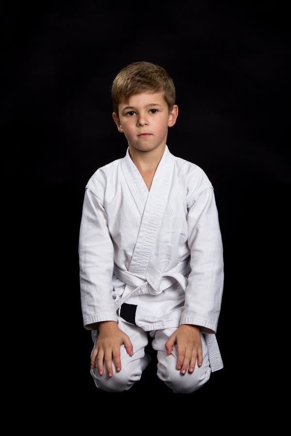 Sitting Calm Fighter in Kimono Ready for Training Stock Photo - Image ...