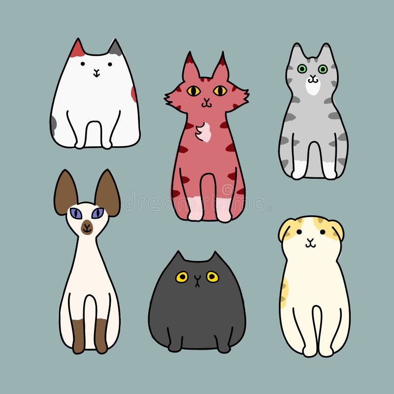 Sitting cartoon cats stock vector. Illustration of isolated - 105434991