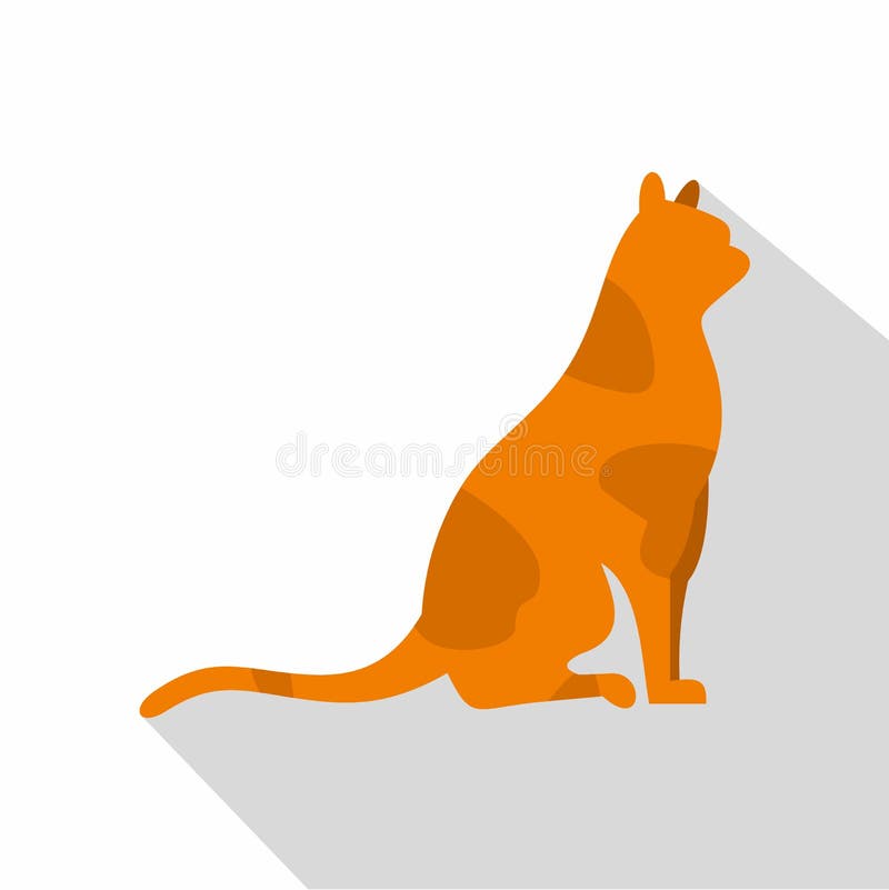 Sitting Cat Icon, Flat Style Stock Vector - Illustration of cute, funny ...