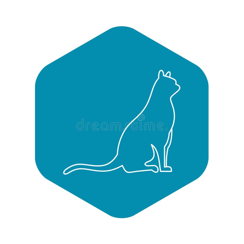 Sitting Cat Icon, Outline Style Stock Vector - Illustration of nature ...