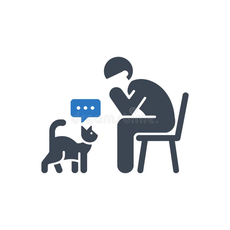 Sitting with Cat Icon stock vector. Illustration of symbol - 349981561