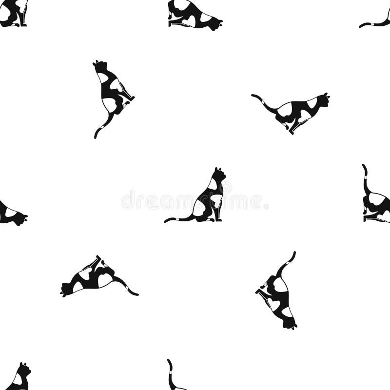 Sitting Cat Pattern Seamless Black Stock Vector - Illustration of ...