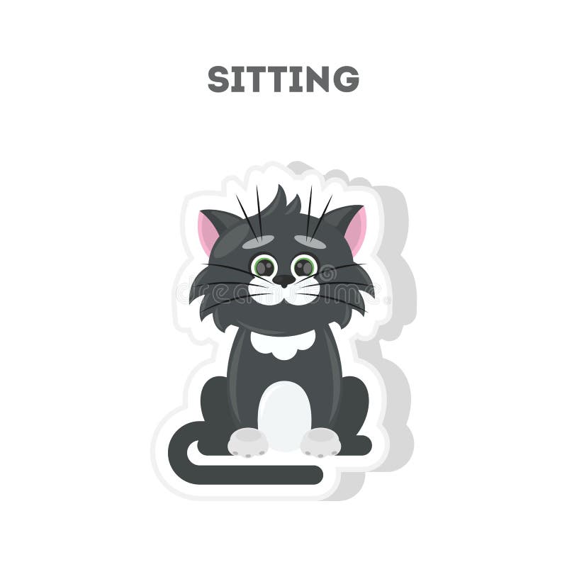 Sitting cat sticker. stock vector. Illustration of childhood - 91655680